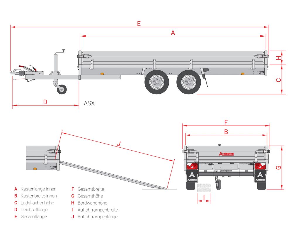 Prischenanhänger 2500 kg 2-Achser gebremst PSX-S2500.305x153